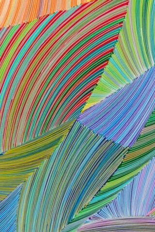 “45”, 2025. Synthetic polymer paint on canvas. 90 cms diameter. - Naina.co
